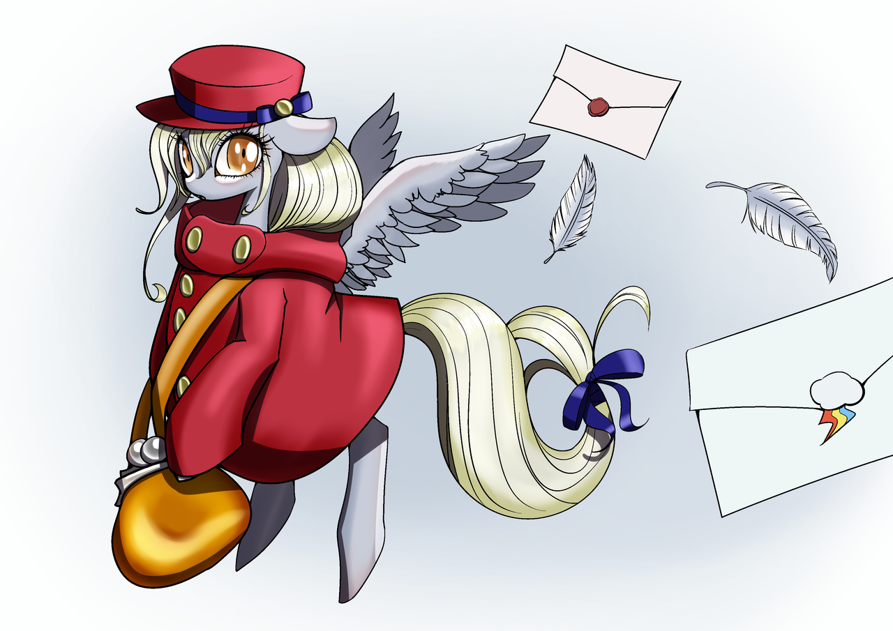 #827594 - safe, artist:unousaya, derpy hooves, pegasus, pony, g4, cap ...