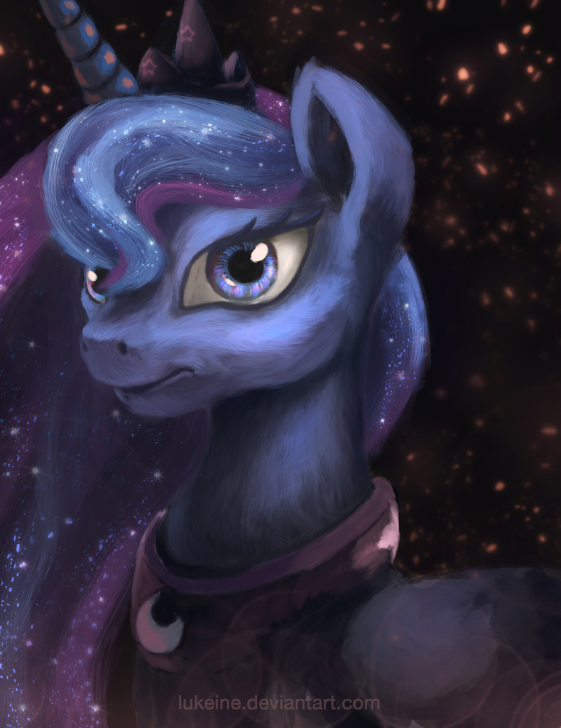 #858033 - safe, artist:lukeine, princess luna, female, fluffy, looking ...