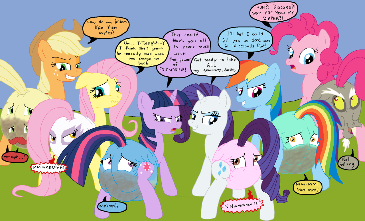#858656 - questionable, artist:boxtrot, applejack, discord, flam, flim ...