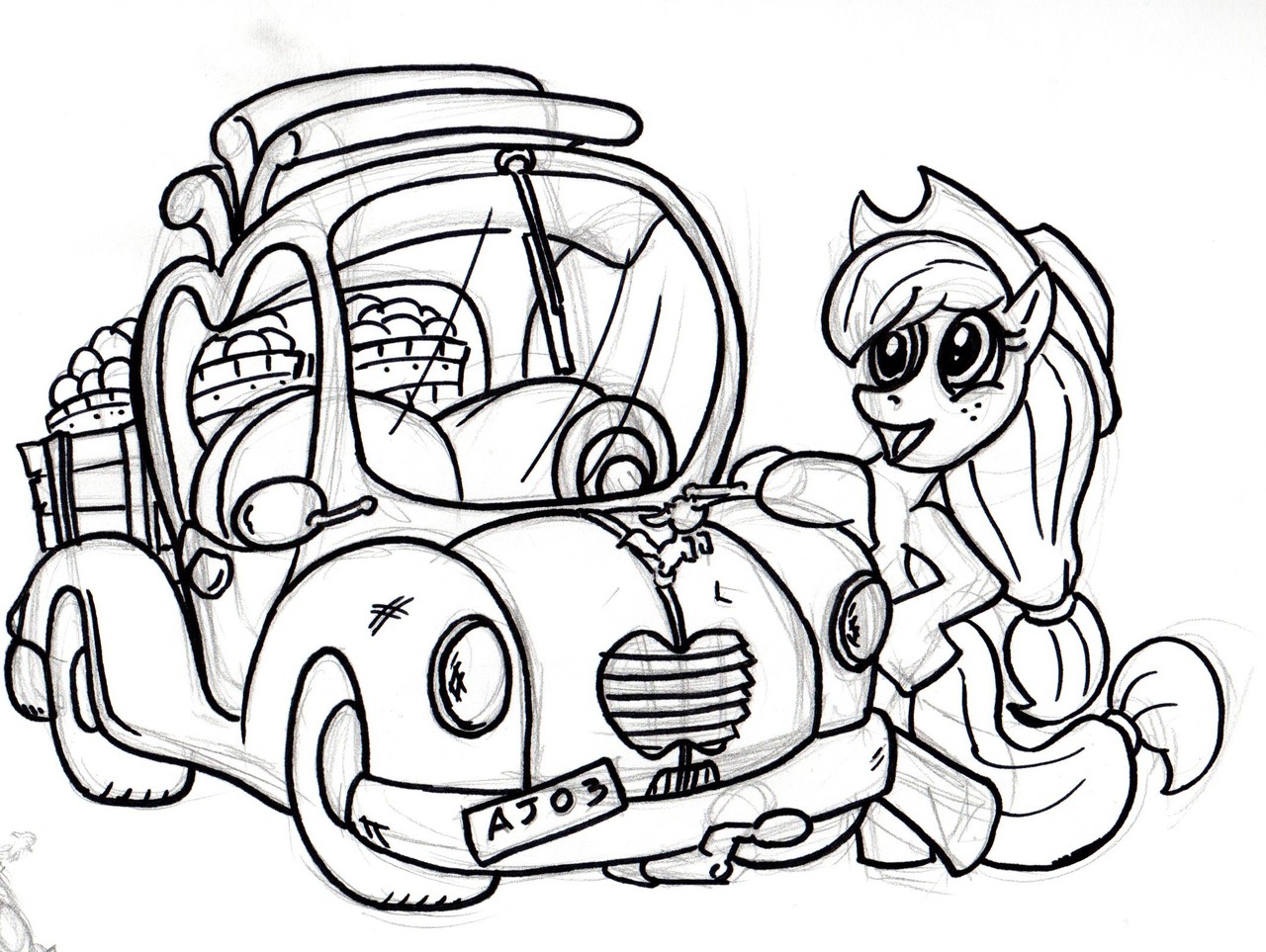 #870100 - safe, artist:duragan, applejack, semi-anthro, applejack truck ...