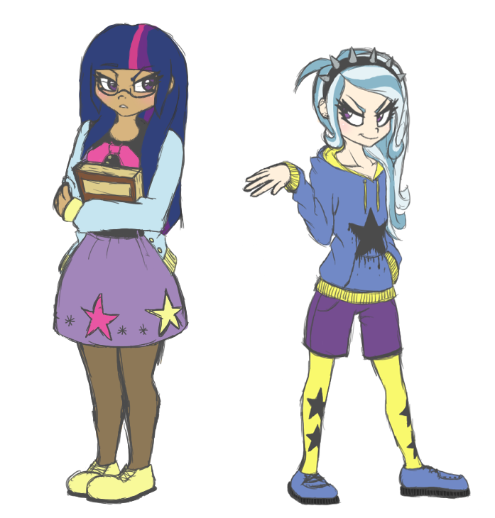 #871128 - safe, artist:tami-kitten, trixie, twilight sparkle, human, g4 ...