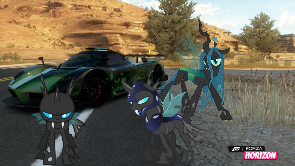 #875626 - safe, artist:equestianracer, queen chrysalis, changeling, car ...