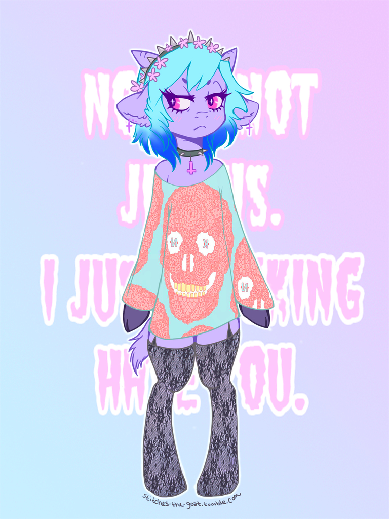 #875855 - safe, artist:stitches-the-goat, oc, oc only, goat, semi ...