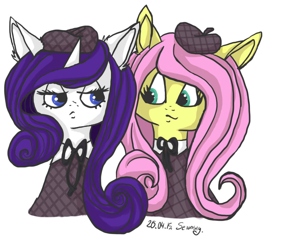 #878925 - safe, artist:senashyart, fluttershy, rarity, g4, detective ...