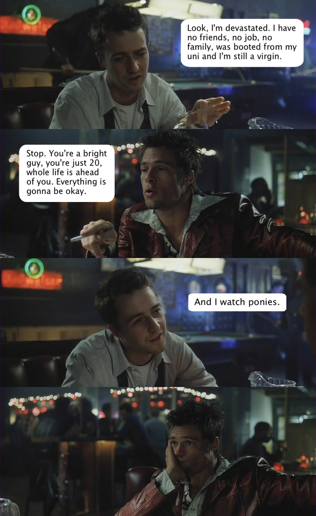 #865395 - safe, screencap, g4, comic, fight club, image macro, meme ...