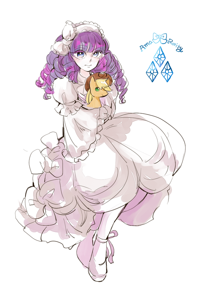 #865648 - safe, artist:wan, applejack, rarity, human, g4, female ...