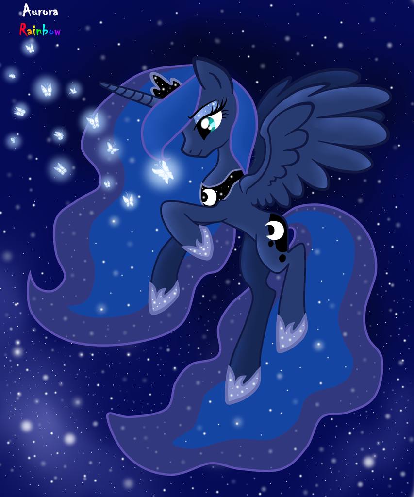 #867874 - safe, artist:aurora69rainbow, princess luna, butterfly, g4 ...