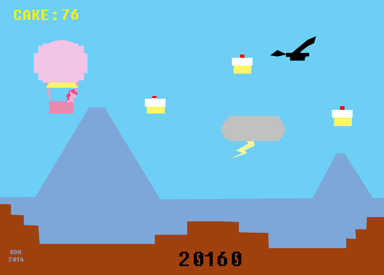 #894228 - safe, artist:rdk, pinkie pie, atari 2600, balloon, cake ...