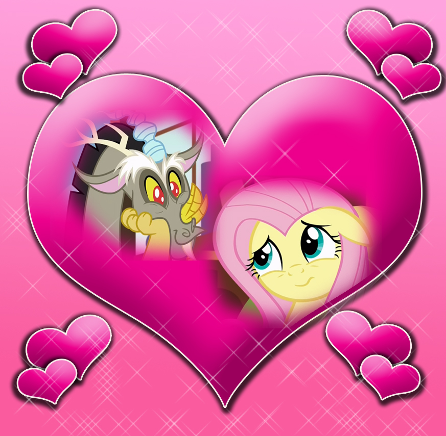 #897920 - safe, discord, fluttershy, discoshy, female, male, shipping ...