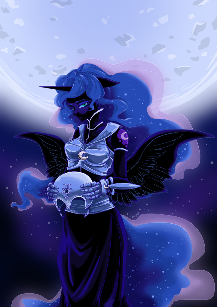 #906224 - safe, artist:buryooooo, nightmare moon, anthro, female, solo - Derpibooru