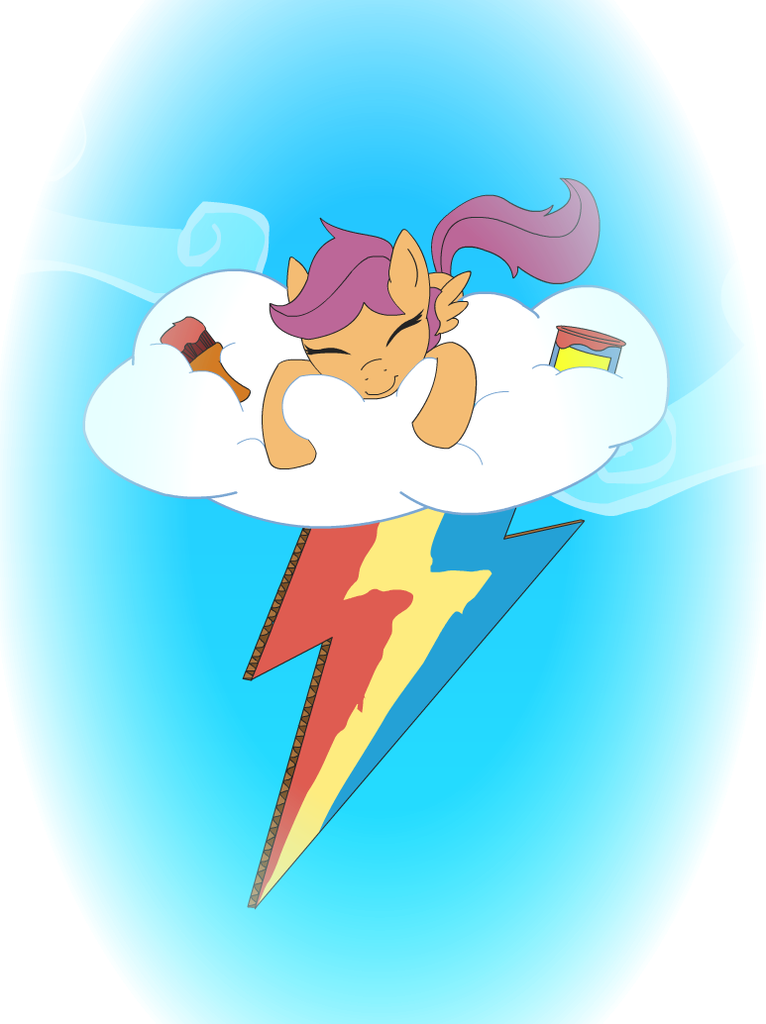 #906386 - safe, artist:lunarspy, rainbow dash, scootaloo, cardboard ...