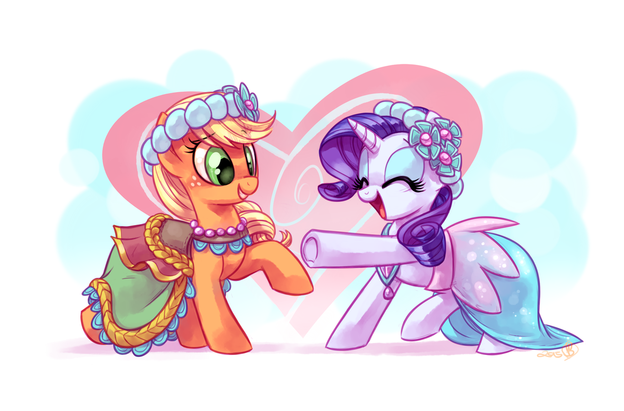 #907332 - safe, artist:whitediamonds, applejack, rarity, earth pony ...