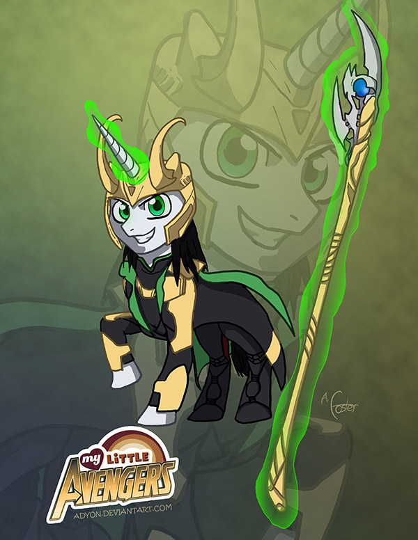 #889494 - safe, artist:adyon, pony, avengers, loki, ponified, solo ...