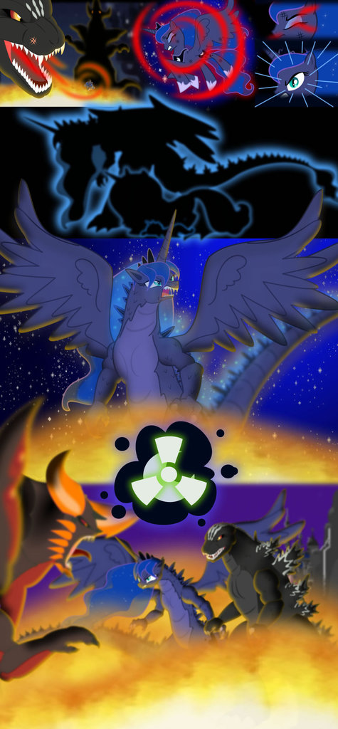 #891455 - safe, artist:mayozilla, princess luna, kaiju, fanfic:the ...