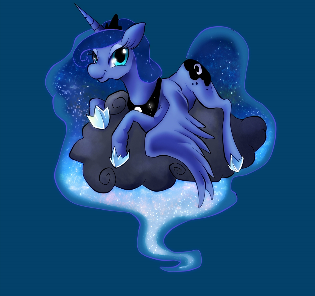 #891772 - safe, artist:nabe, princess luna, cloud, female, solo ...