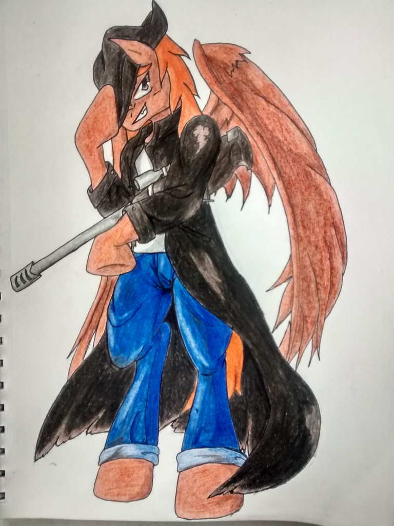 #915339 - safe, artist:acespade777, oc, oc only, oc:calamity, pegasus, anthro, unguligrade ...