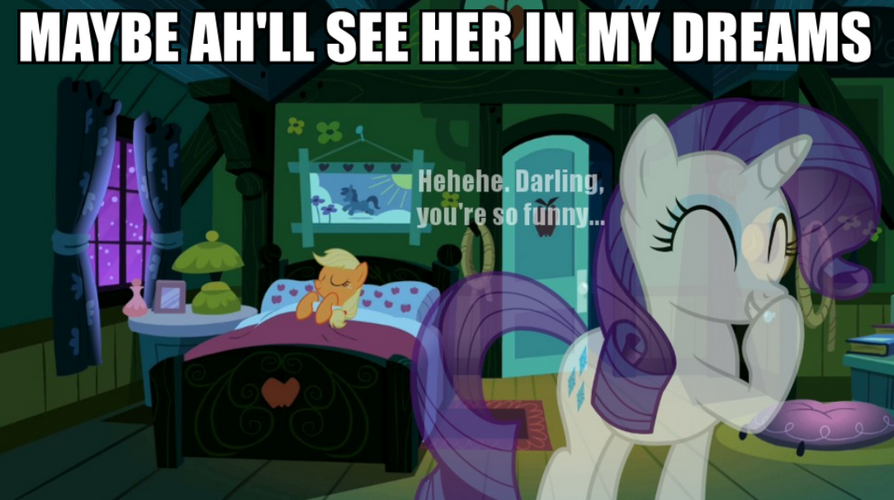 #915691 - safe, screencap, applejack, bed, image macro, implied ...