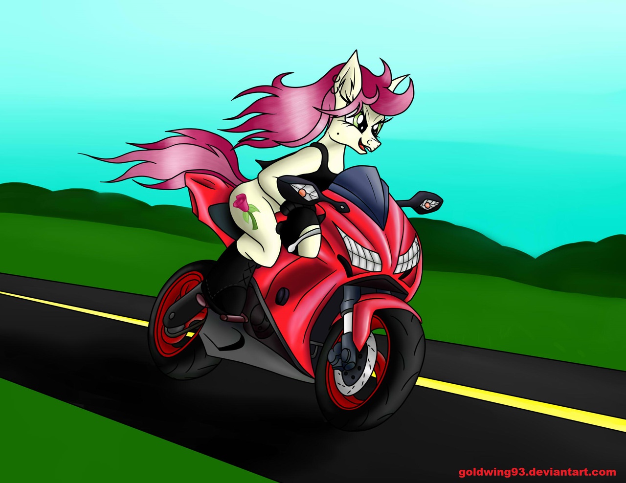 #916359 - safe, artist:goldwing93, roseluck, anthro, unguligrade anthro ...