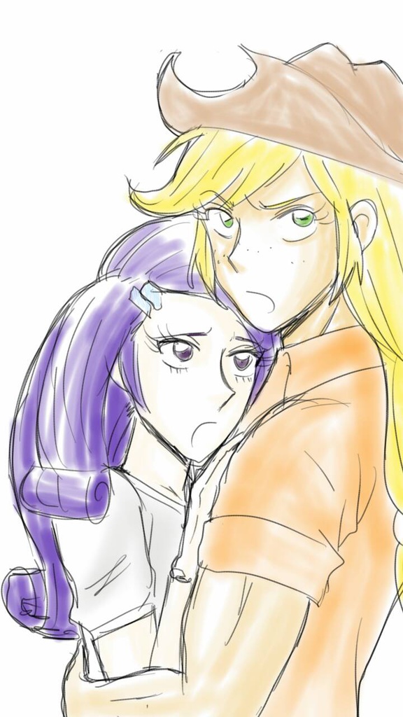 #919342 - safe, artist:asdf314159265, applejack, rarity, human, duo ...