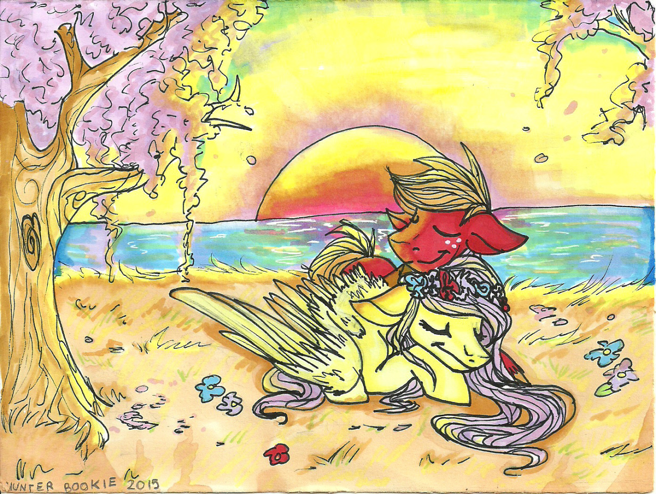 #921822 - safe, artist:hunterbookie, big macintosh, fluttershy, earth ...