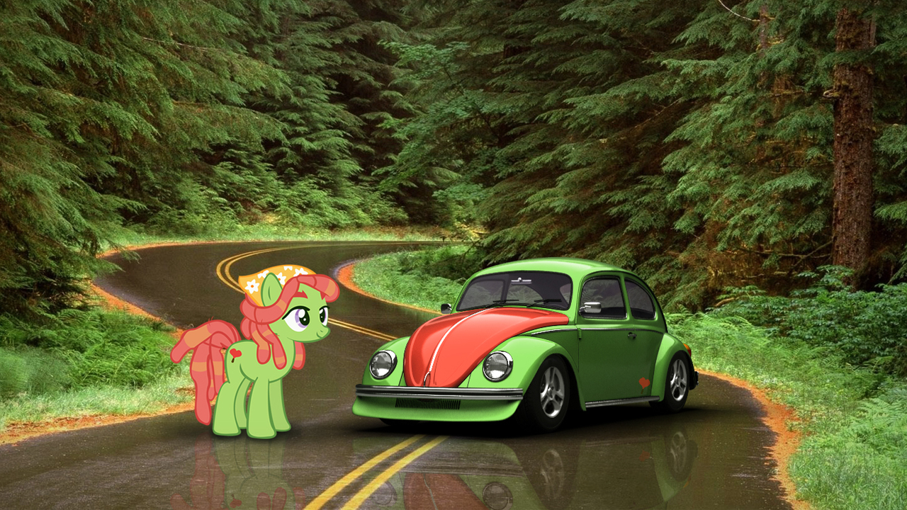 #911197 - safe, artist:nsdrift, tree hugger, car, volkswagen ...