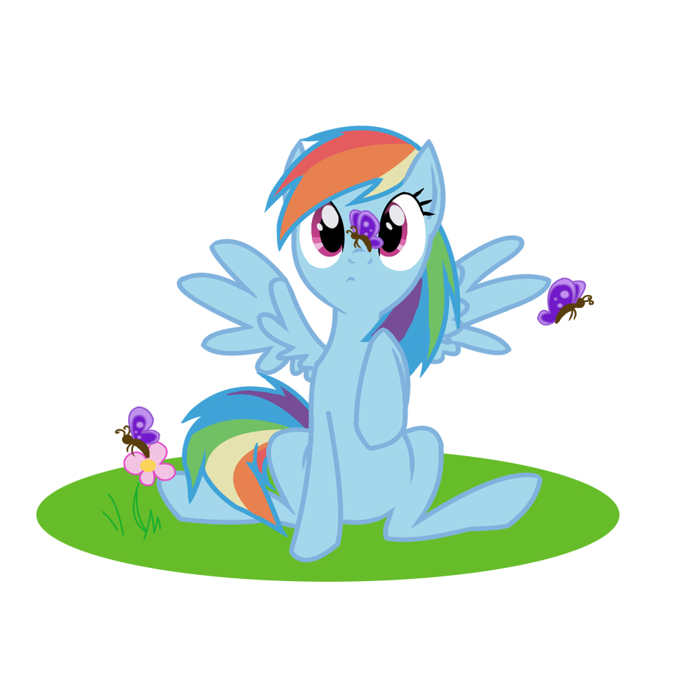 #911249 - safe, artist:trinity-angel777, rainbow dash, butterfly, g4 ...