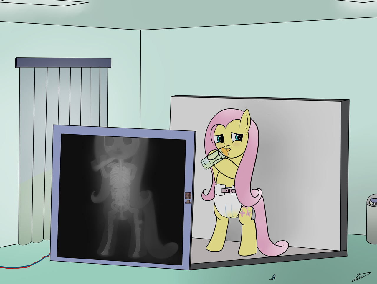 #960423 - questionable, artist:zalakir, fluttershy, g4, baby bottle ...