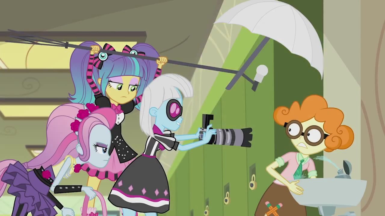 #962375 - safe, screencap, photo finish, pixel pizazz, scribble dee, violet blurr, equestria ...