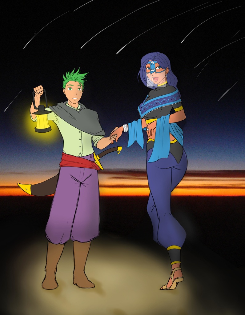 #963401 - safe, artist:eve-ashgrove, amira, spike, human, fanfic art ...