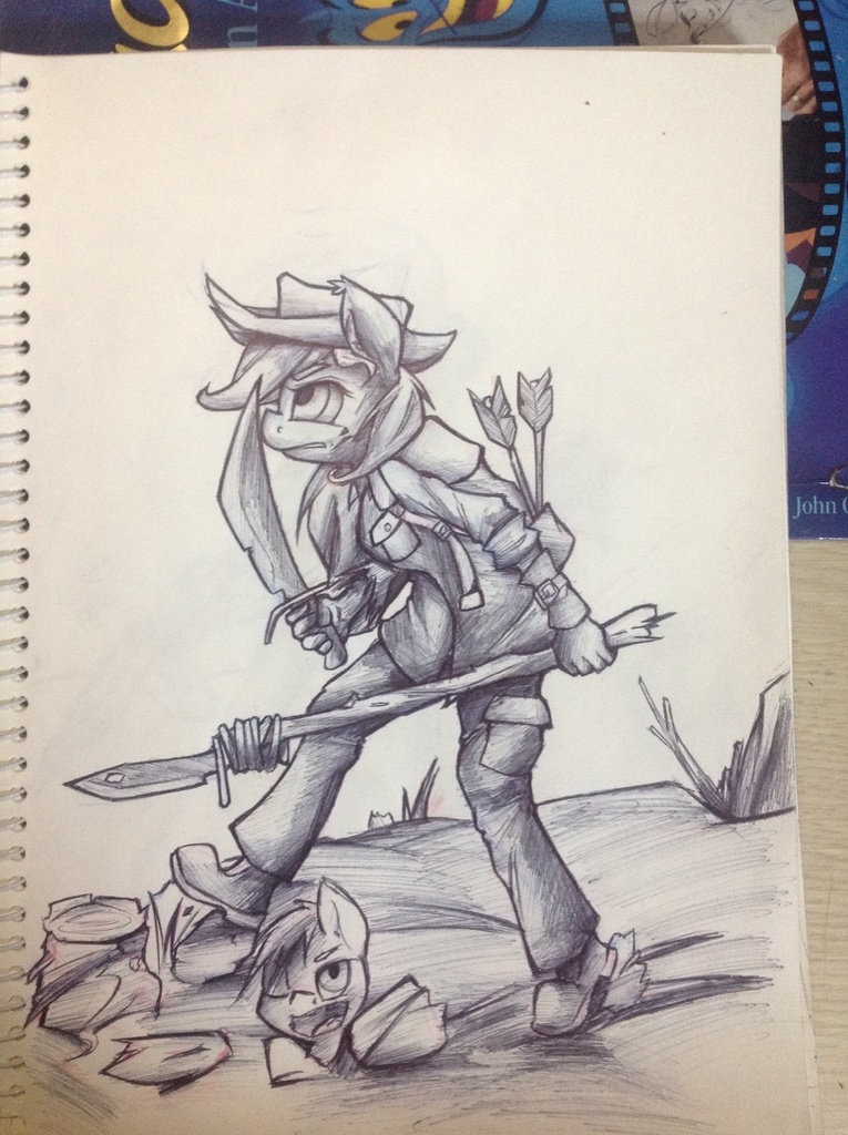 #963924 - semi-grimdark, artist:macheteponies, applejack, zombie ...