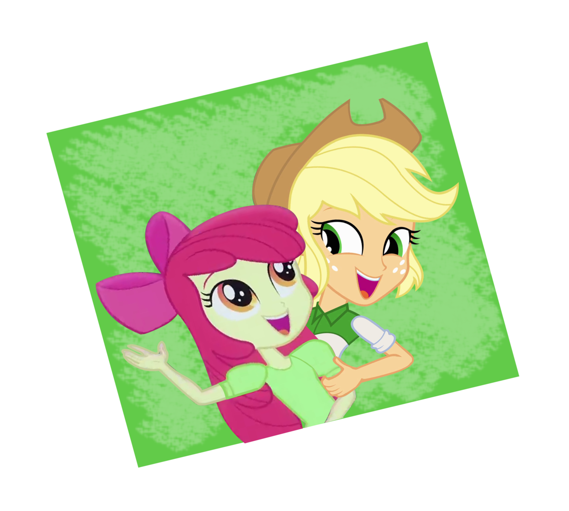 #949303 - safe, artist:pinkiespartygirl, edit, apple bloom, applejack ...