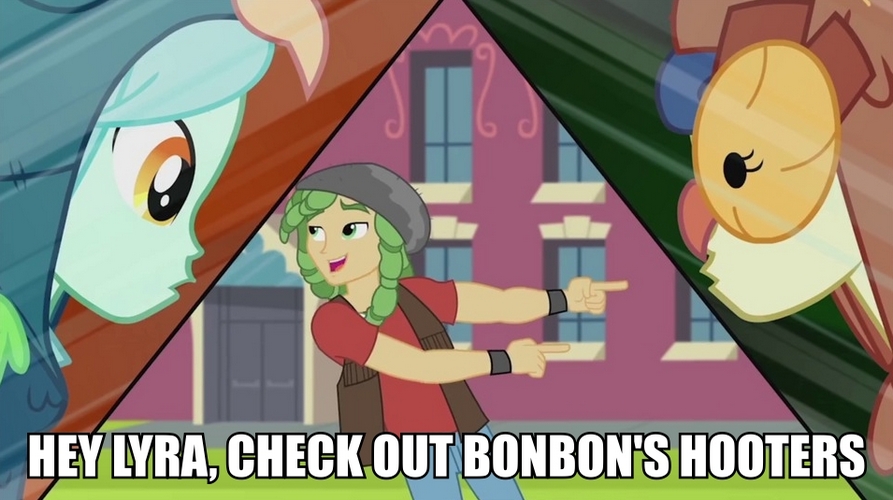 #979290 - suggestive, edit, edited screencap, screencap, bon bon, lyra ...