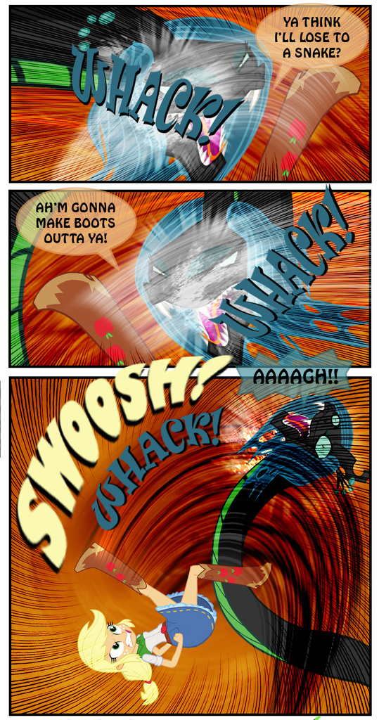 #983119 - semi-grimdark, artist:ponymaan, applejack, queen chrysalis ...