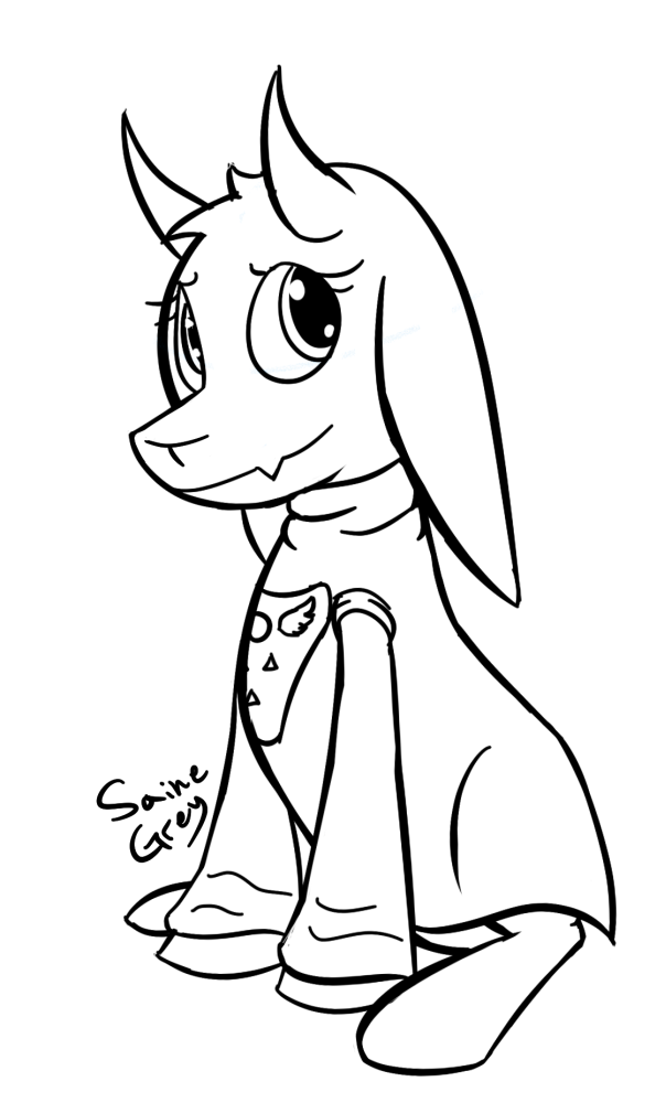 #986786 - safe, artist:saine grey, monochrome, ponified, toriel ...
