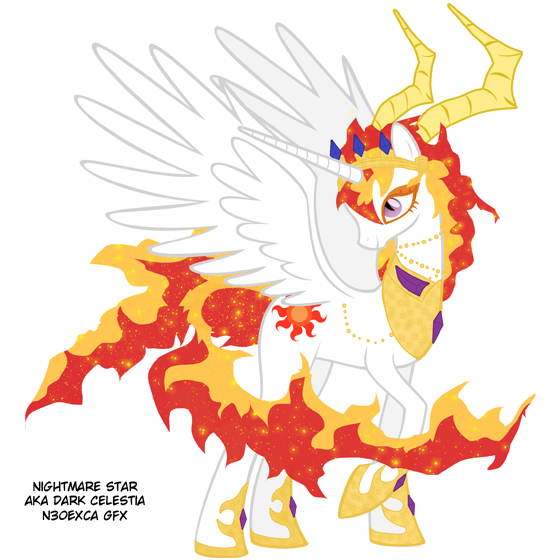 #990703 - safe, artist:n30exca, nightmare star, princess celestia, pony ...