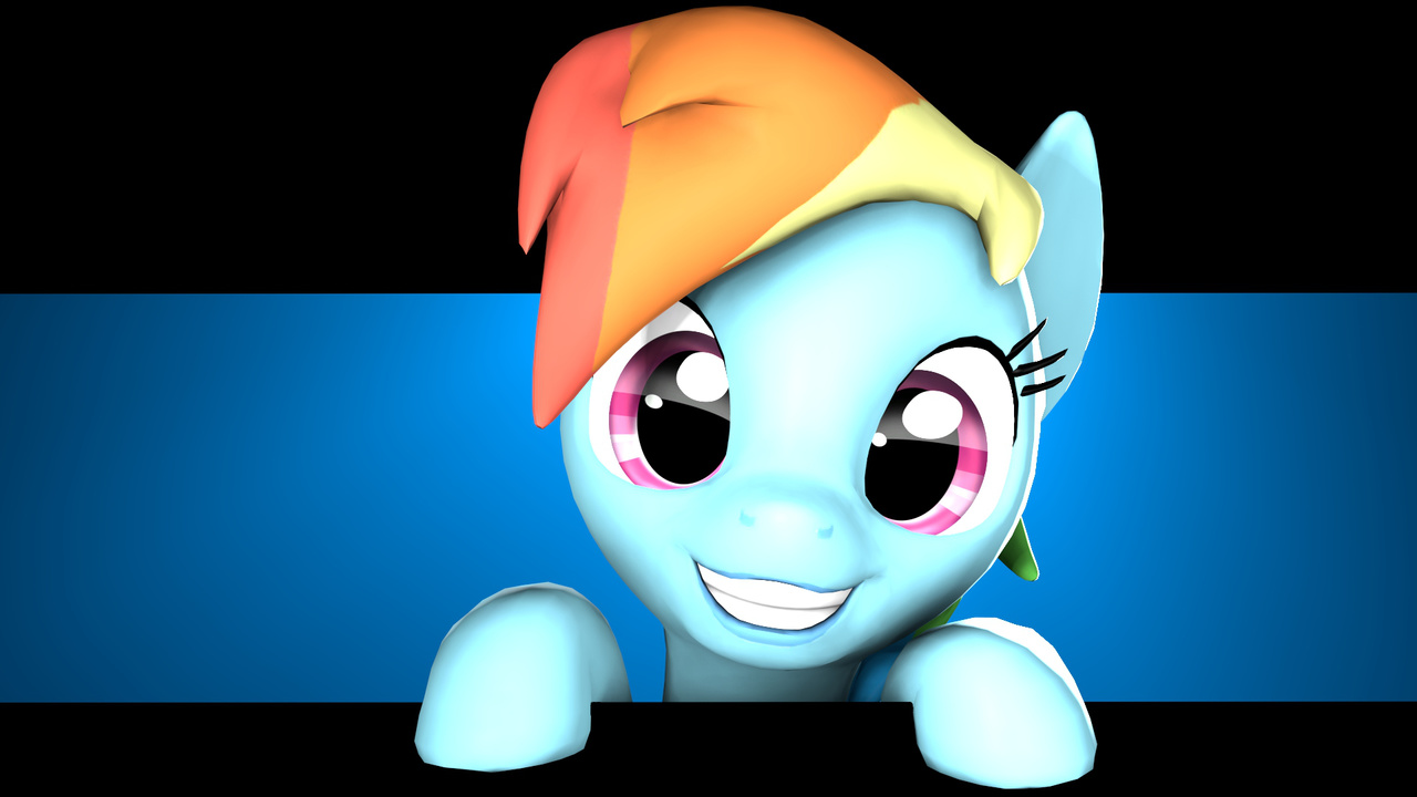 #1066332 - safe, artist:da-dashing, rainbow dash, pony, g4, 3d, cute ...
