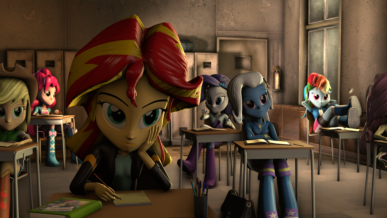 #1069186 - safe, artist:rockset, applejack, daring do, fluttershy ...