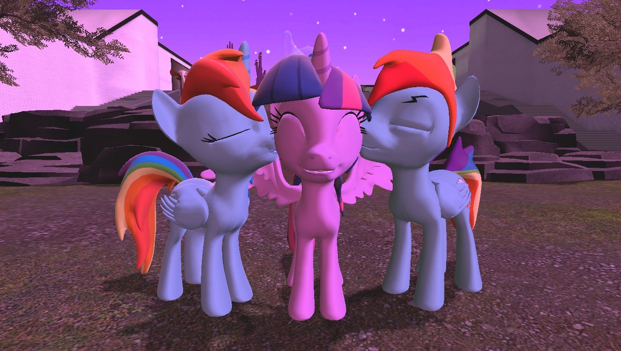 #1069971 - safe, artist:mk513, rainbow dash, twilight sparkle, alicorn ...