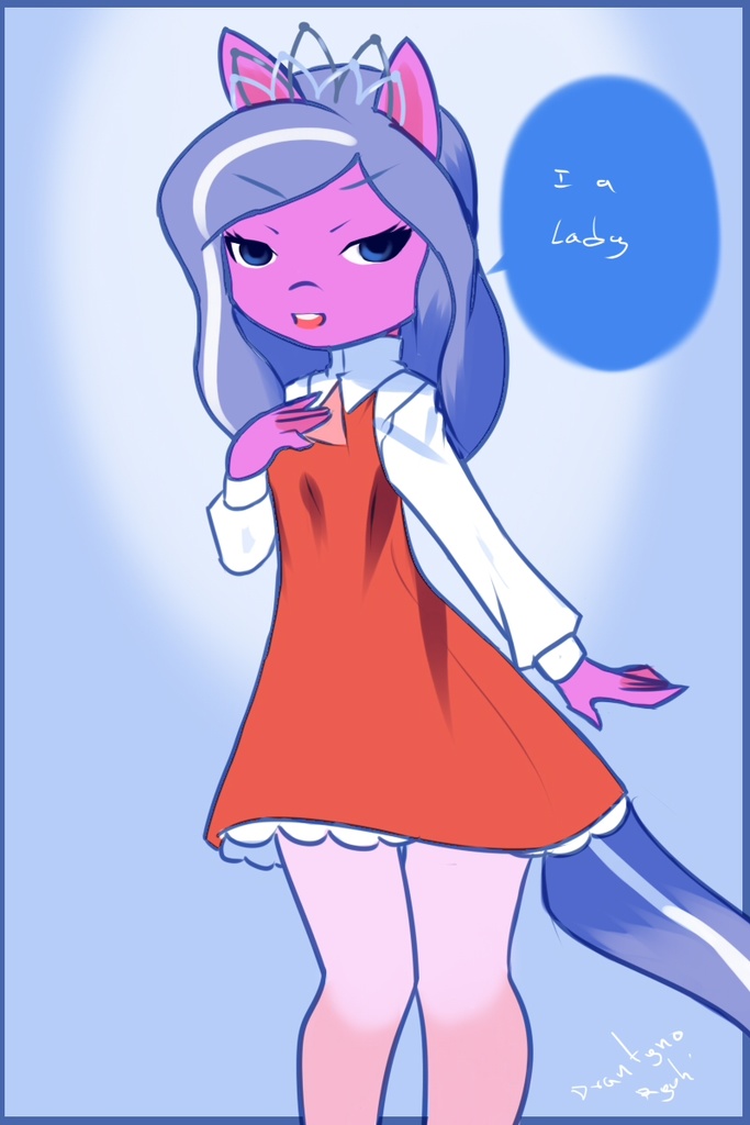 #1073326 - safe, artist:drantyno, diamond tiara, anthro, clothes, dress ...