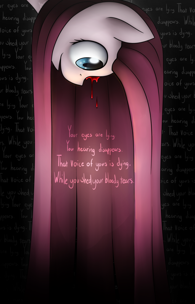 #1076011 - semi-grimdark, artist:jadekettu, pinkie pie, g4, blood ...