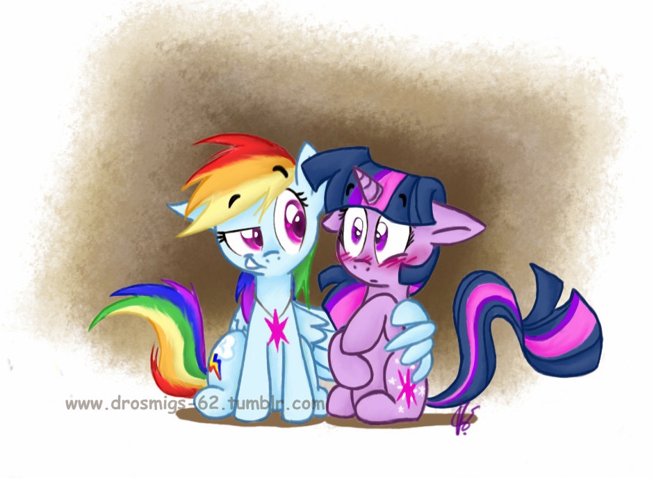 #1061047 - safe, artist:vago-xd, rainbow dash, twilight sparkle, pegasus, pony, g4, blushing ...