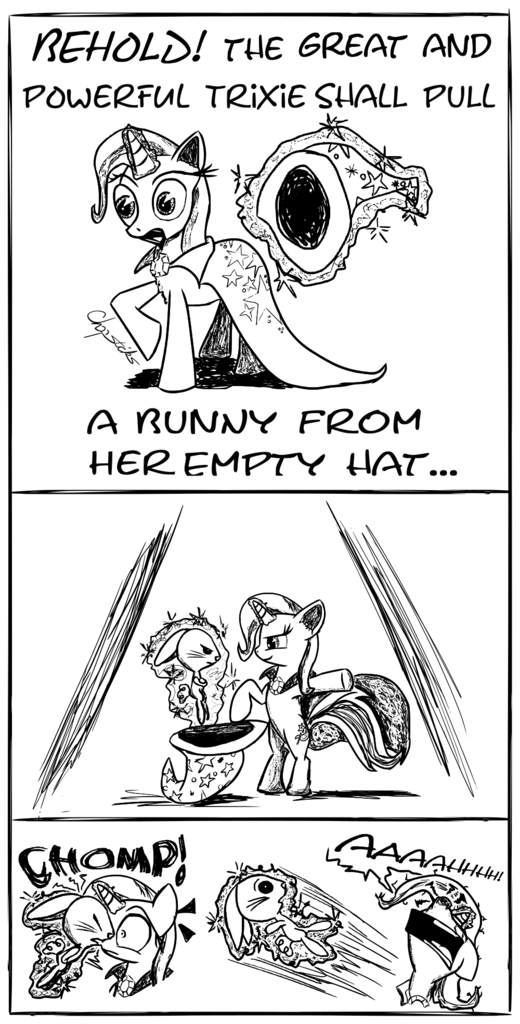 #1269984 - safe, artist:chopsticks, angel bunny, trixie, pony, unicorn ...