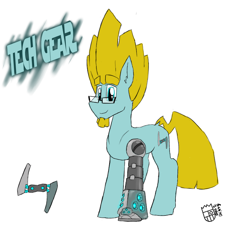 #1270515 - safe, artist:sanyo2100, oc, oc only, oc:tech gear, amputee ...