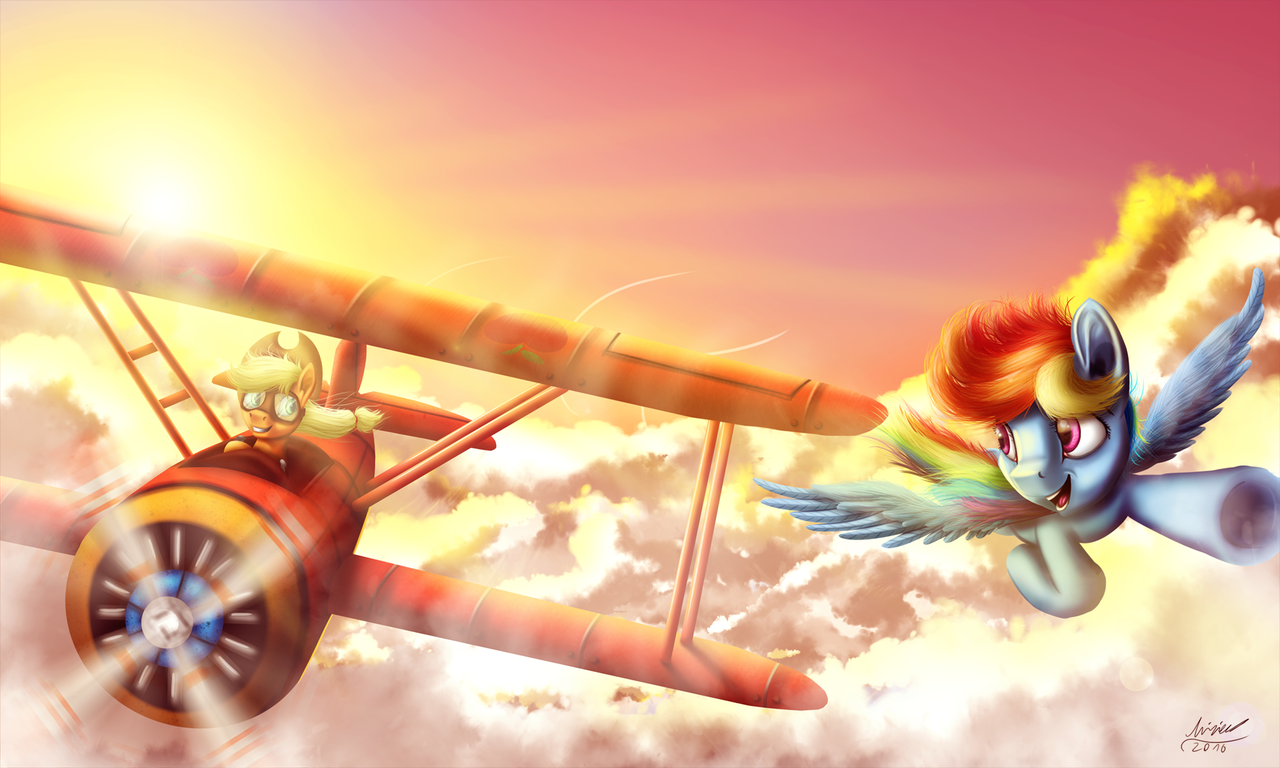 #1270799 - safe, artist:misiekpl, applejack, rainbow dash, beautiful ...