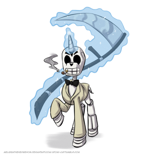 #1275751 - safe, artist:atomi-cat, skeleton pony, bone, grim fandango ...