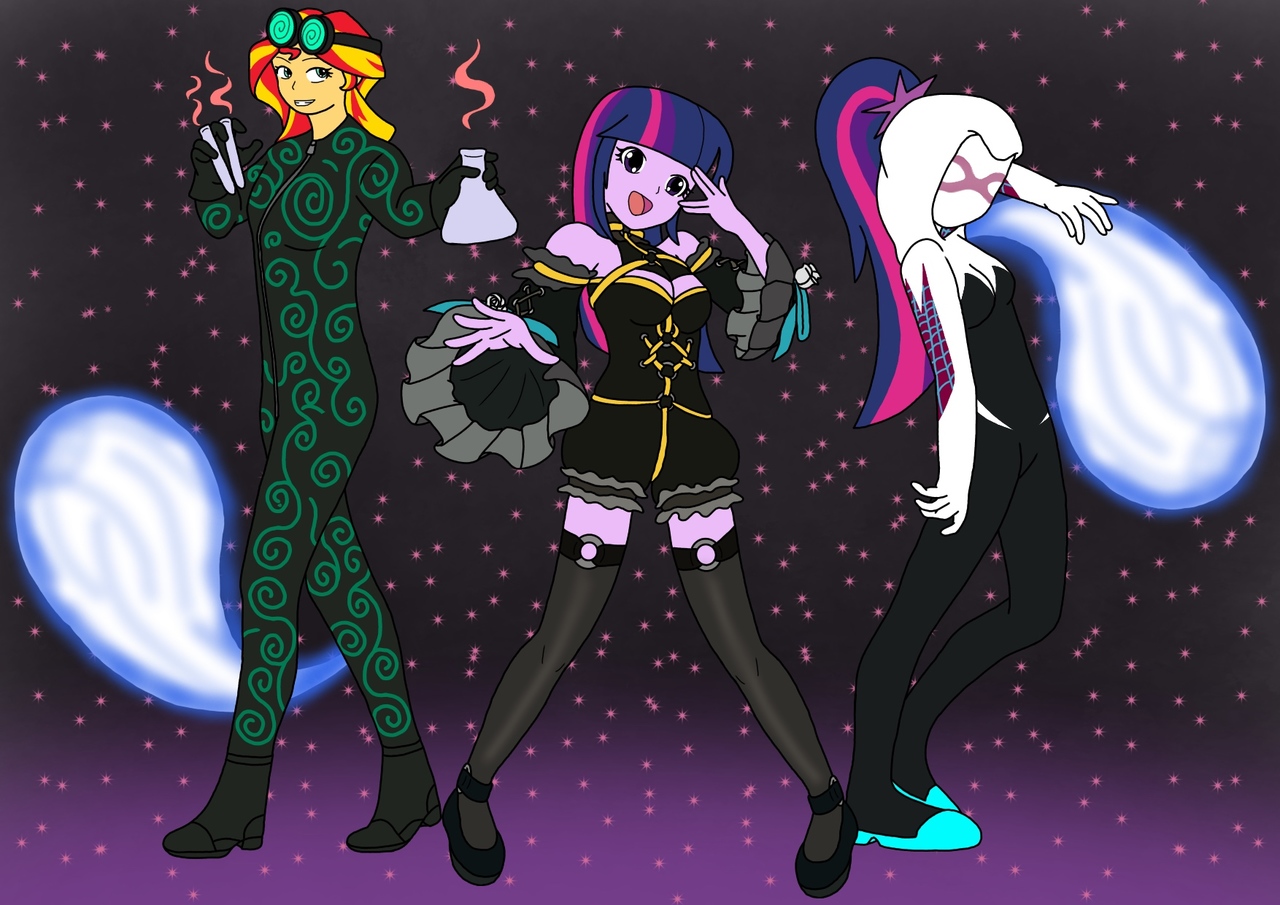 #1276016 - safe, artist:linedraweer, sci-twi, sunset shimmer, twilight ...