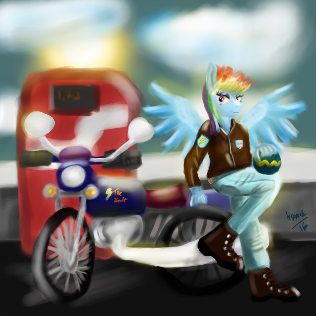 #1277716 - safe, artist:hippik, rainbow dash, anthro, plantigrade ...