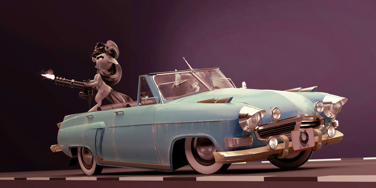 #1280601 - safe, artist:v747, octavia melody, 3d, blender, car, female ...