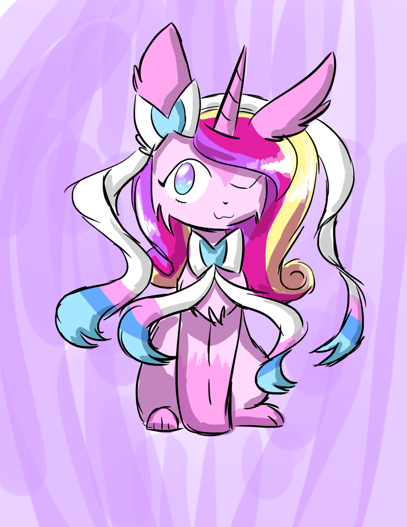 #1282282 - safe, artist:celestialprism18, princess cadance, sylveon, :3 ...