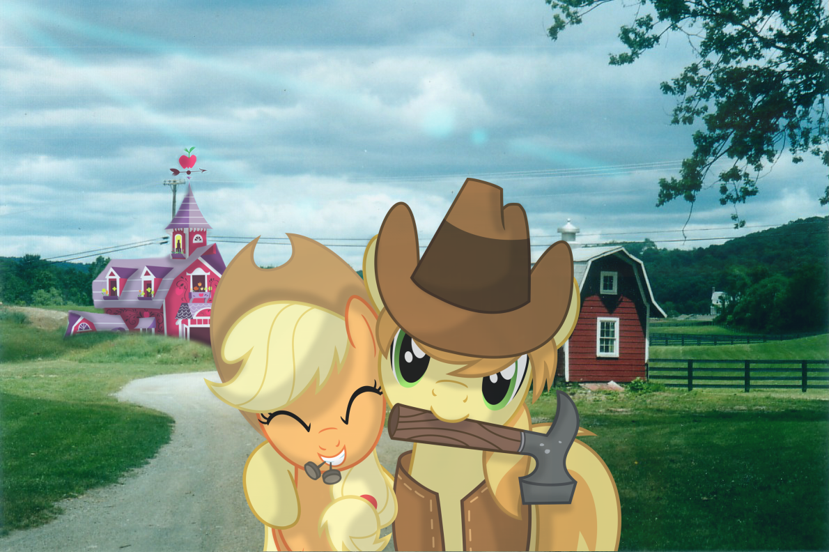 #1284590 - safe, artist:appleandmuffin, applejack, braeburn, hammer ...